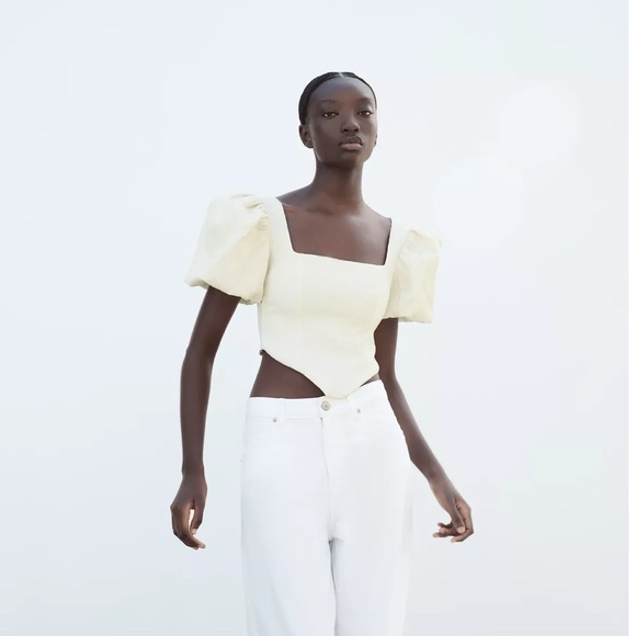 Zara | Tops | New Zara Textured Volume Corset Top | Poshmark